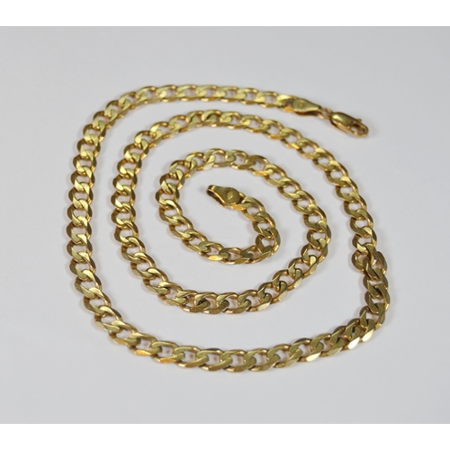 9ct gold curb-link chain, stamped to the link, 52cm long, 21.3g.