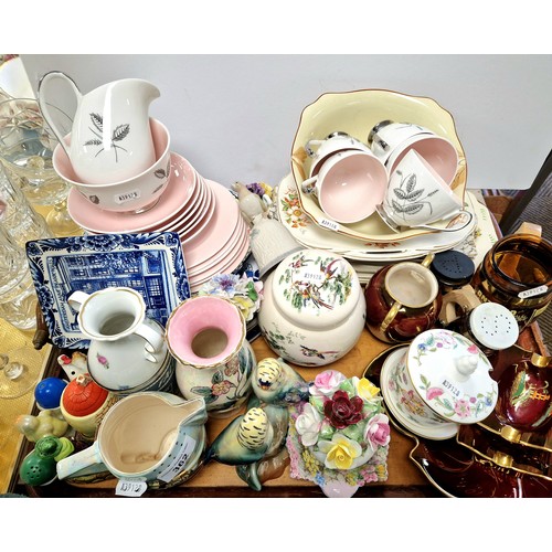 Carlton Ware Rouge Royale, Harvest Pink Queen Anne tea set, etc