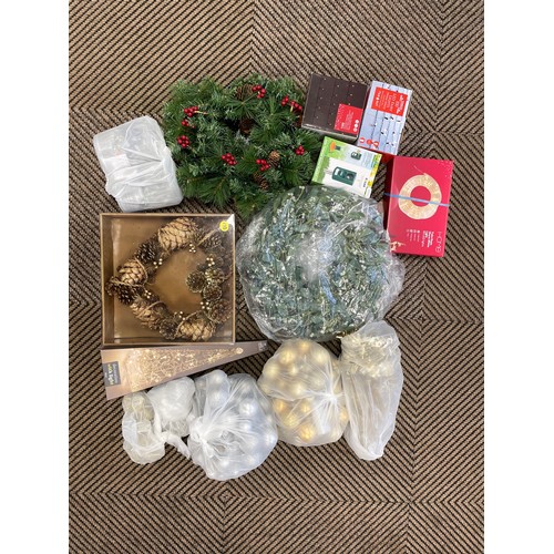 Box of assorted Christmas decorations
