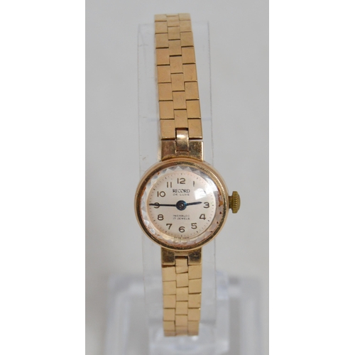 Record De Luxe 9ct gold 17 jewels lady's Swiss-made wristwatch, on a ...