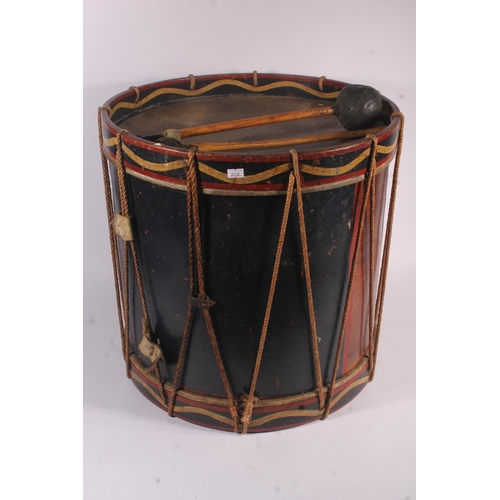 Large military style bandsmans drum with painted decoration, 48cm tall ...