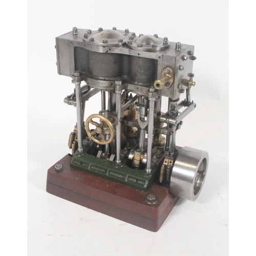 Live steam table top model of an engine, 19cm tall.