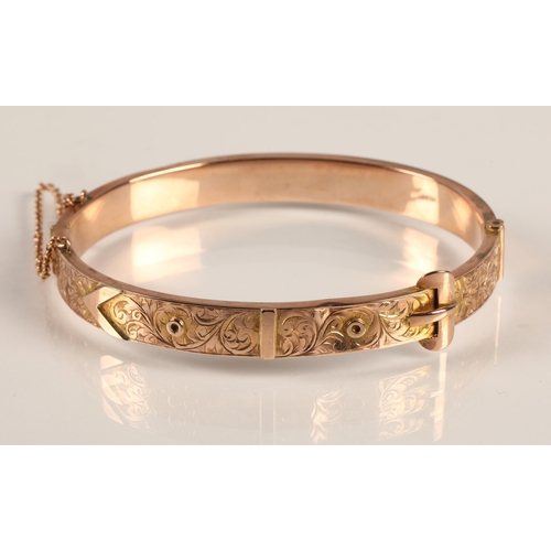 9ct gold buckle bangle, 10.3g