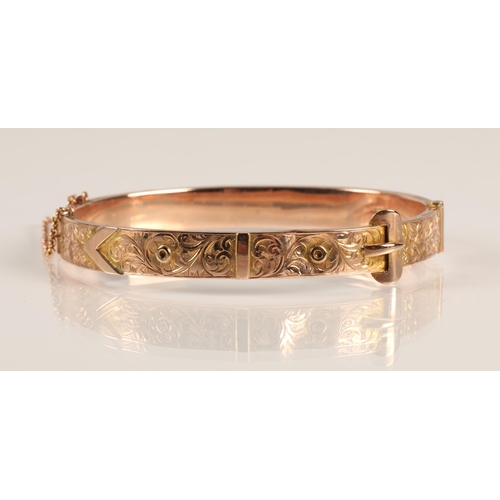 9ct gold buckle bangle, 10.3g