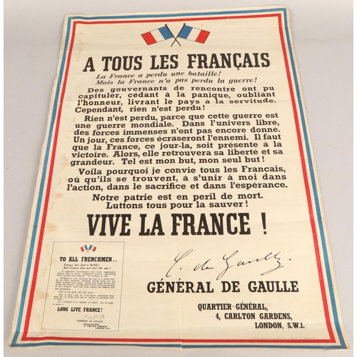 'VIVE LA FRANCE!' WW2 French victory poster, 50.5cm x 76cm