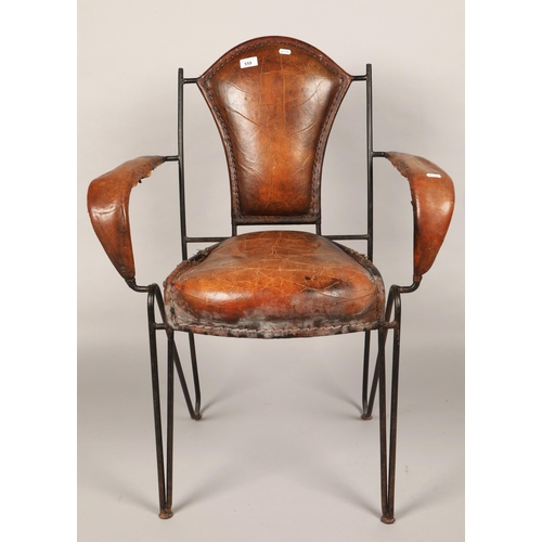 Vintage rot iron frame arm chair