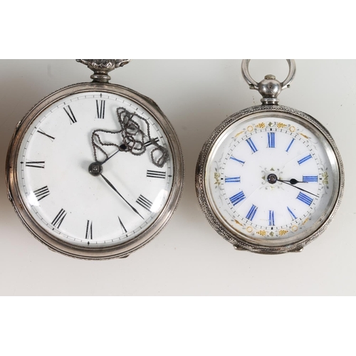 Gold plated open faced pocket watch and three silver open faced pocket ...
