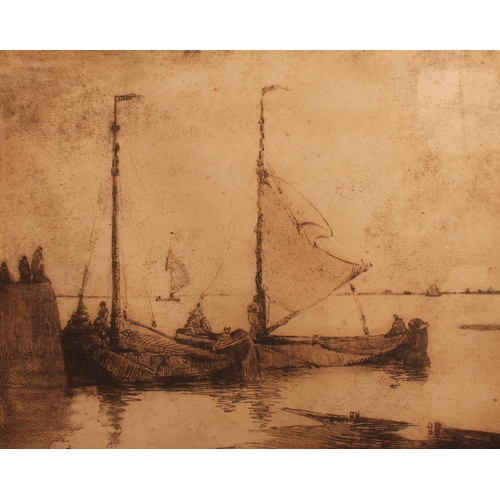 PIETER DE CLERCQ (1891-1964), Brittany harbour, drypoint etching ...