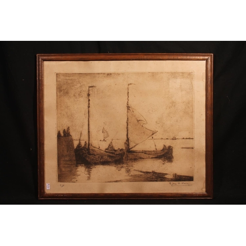 PIETER DE CLERCQ (1891-1964), Brittany harbour, drypoint etching ...