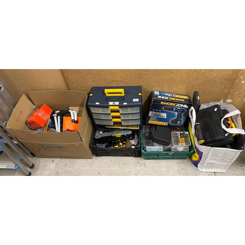 Assortment of boxed tools to include 14.4 cordless hammer drill, boxed ...