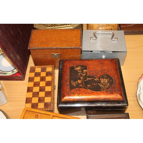 Apprentice style boxwood chest of drawers, a Japanese lacquered box, an ...