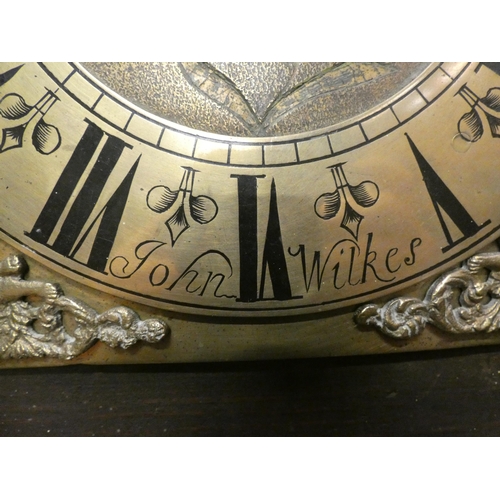John Wilkes (Birmingham, c. 1803 - 1815)Longcase clock with 9½in brass dial, repoussé spandrel to ea