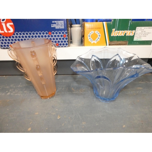 Glassware to include a carton of lustre and other glass drops, decanter ...