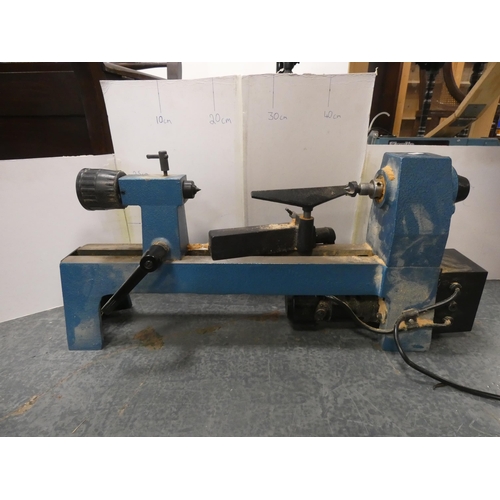 Clark 13in mini wood lathe and a group of wood turning tools to include ...