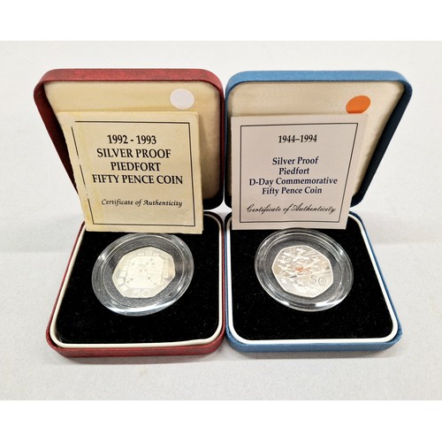 Two Royal Mint Silver Proof Piedfort coin sets, to include 1944-1994 ...