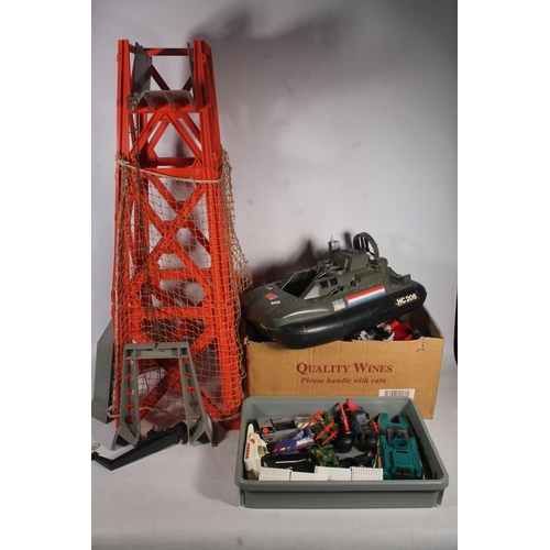 Action Man assault training tower, Hasbro Action Force model vehicles to include hovercraft, jeep, e