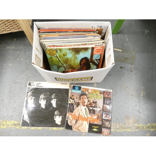 Box of vintage LP's to include With the Beatles, Elvis Presley, Cliff ...