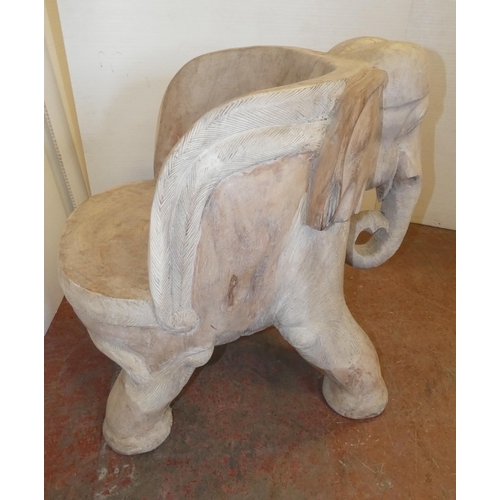 Pair of carved bleached hardwood elephant chairs in the Indian taste ...