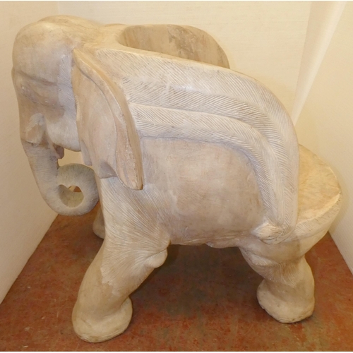 Pair of carved bleached hardwood elephant chairs in the Indian taste ...