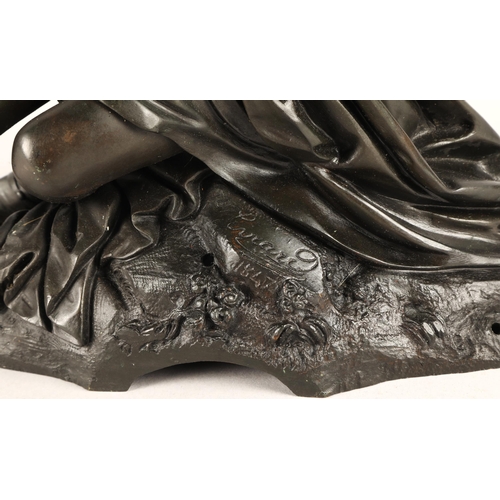 Bronze Minstrel figure signed 'Victor Evrard 1847', stands 36cm