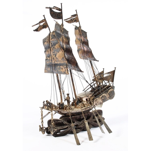 Chinese silver model of a junk boat, early Republic period, the three ...