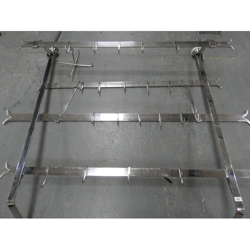 Very large chrome comercial butcher's shop meat rack, H.188xW.160cm