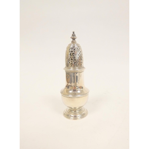 Georgian silver baluster caster of typical style, makers mark not clear ...