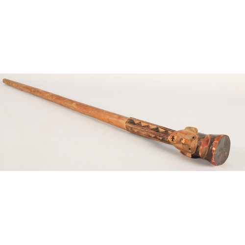 Silver collared riding crop assayed London 1906 with a carved wooden ...