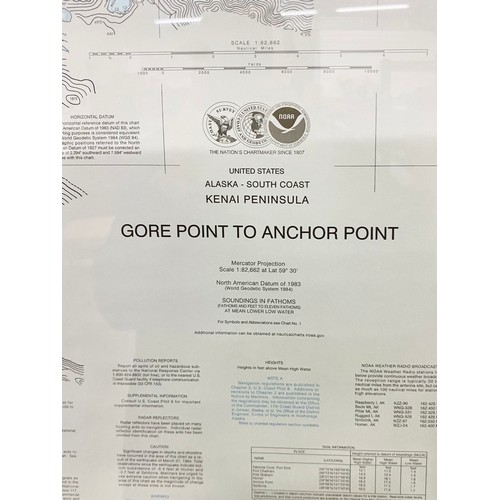 Large framed sea chart, Gore Point to Anchor Point, Kenai Peninsula ...