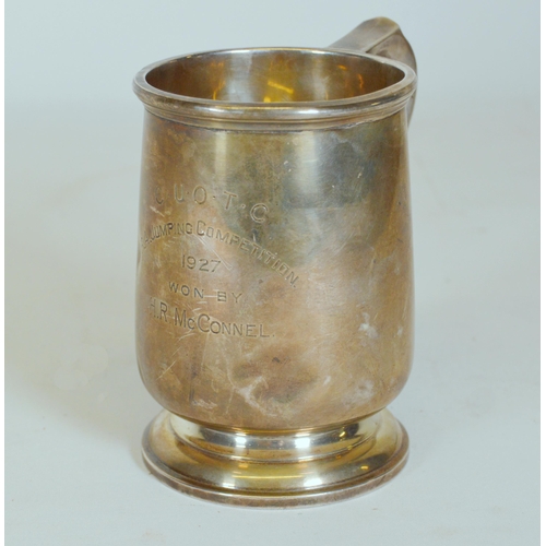 Silver tankard, engraved to the obverse, on circular foot, by A & J ...
