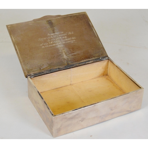 Silver cigarette box with Royal Artillery insignia to the hinged top ...