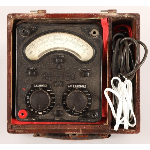 Vintage Avometer in fitted wooden case.