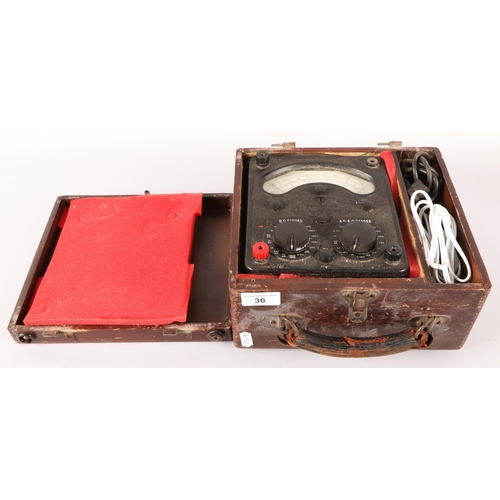 Vintage Avometer in fitted wooden case.
