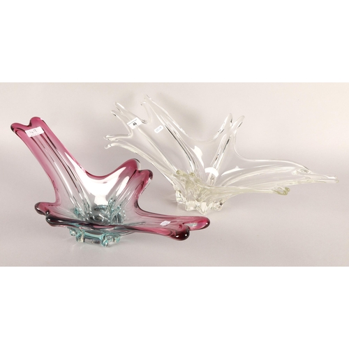 Two large Bohemian style art glass 'splash' form vases.