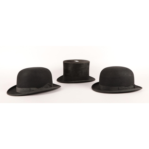 Two bowler hats by Henry Smith, Kilmarnock and RW Forsyth, and a top ...