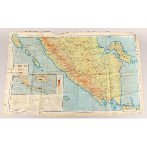 WWII era silk map of Borneo (South West), Sumatra (Extreme South) and ...