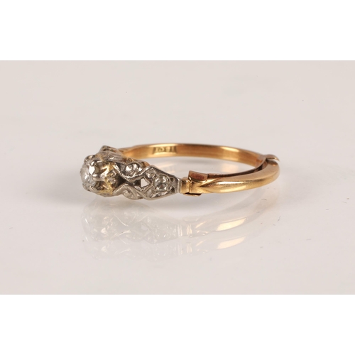 18ct gold ring set with diamonds, fitted with a 9ct gold sizer, ring ...