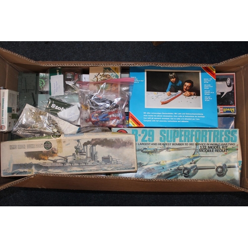 Box containing boxed Airfix, Revell, and other, model sets, Eddie ...