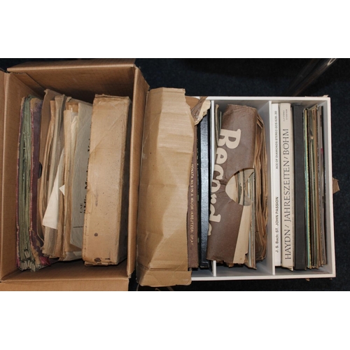 Box containing classical vinyl records.
