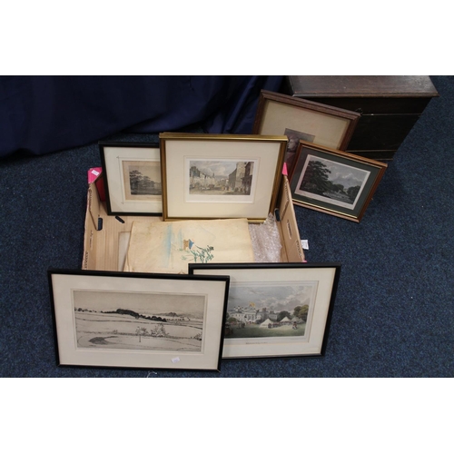 Box of prints to include A W H BARNES, Dumbarton Rock from Erskine ...