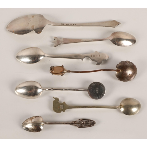 Assorted silver and white metal spoons, foreign and hallmarked, gross ...