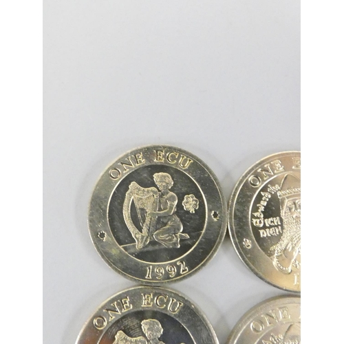 Nine 1992 1 ECU coins: comprising of three Wales examples, three ...