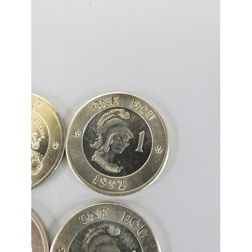 Nine 1992 1 ECU coins: comprising of three Wales examples, three ...