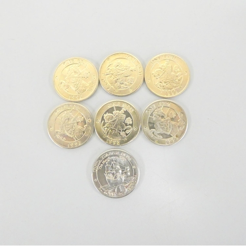 Six 1992 1 ECU coins: comprising of three examples from Scotland, three ...