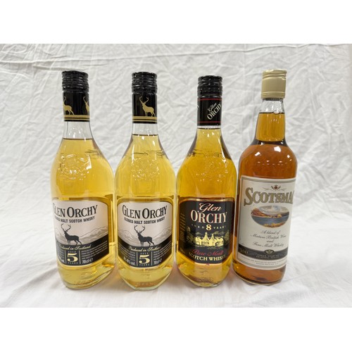 Two bottles of GLEN ORCHY 5 year old blended malt Scotch whisky, 40% ...