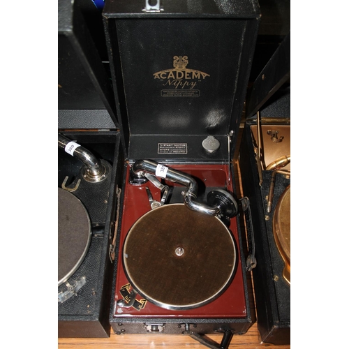Academy 'Nippy' antique compact wind up gramophone.