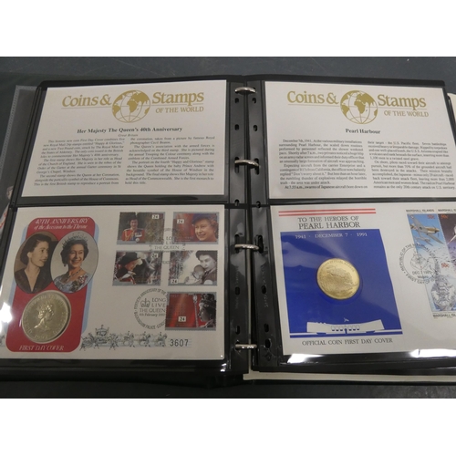 Folder containing various first day covers and coinage to include Isle ...