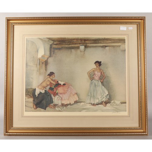Russell Flint, blind stamped and pencil signed, framed print, 45cm x 61cm