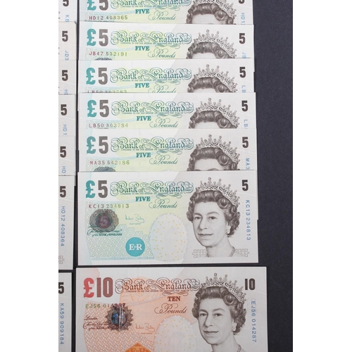 BANK OF ENGLAND consecutive run of five five pound £5 banknotes Merlyn ...