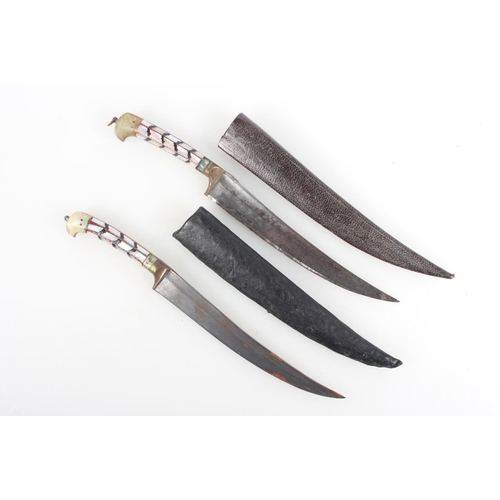 Two north Indian chhuri type daggers with mother of pearl and onyx ...